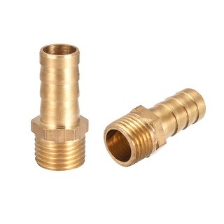 Brass Hose Barb Fitting,Connector,10mm Barb x G1/4 Male Pipe Adapter - Gold Tone - 1/4" G x 10mm ...